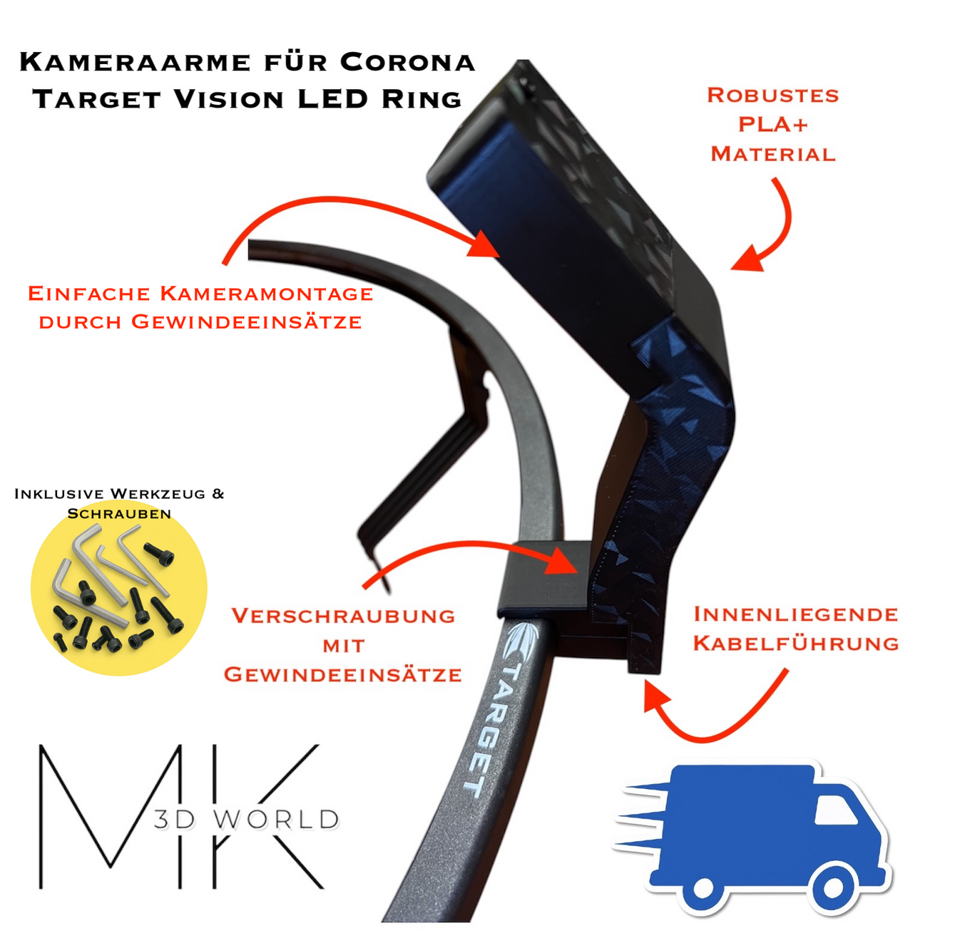 Autodarts Kamerahalterung passend für Target Corona Vision, Kameras OV ...